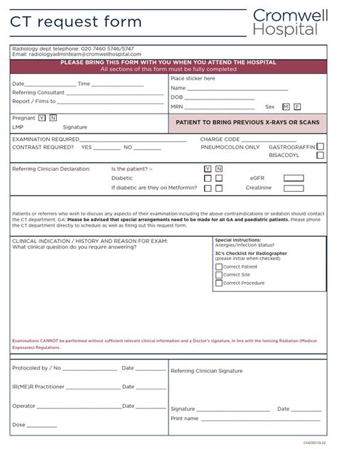 Ct Scan Request Form Guidelines Pdf Radiology Ct Scan