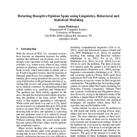Detecting Deceptive Opinion Spam Using Linguistics Behavioral And Statistical Modeling Acl