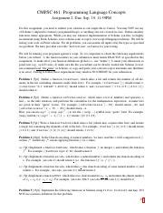 Hw2 1 Pdf CMPSC 461 Programming Language Concepts Assignment 2 Due