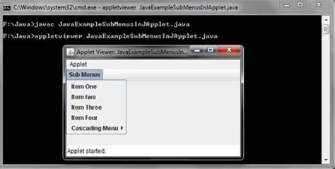 Menus And Submenus In Java Example