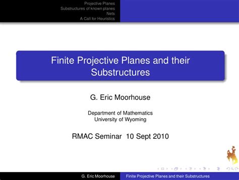 Ppt Finite Projective Planes And Their Substructures G Eric