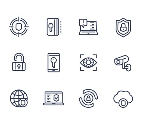 Security And Protection Line Icons On White Secure Browsing Cybersecurity Firewall 4806302