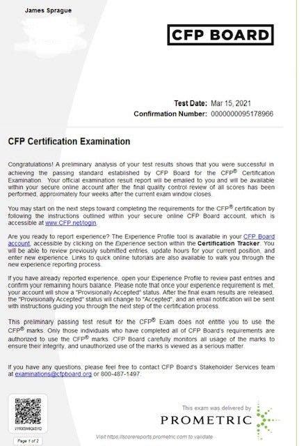 Jd Sprague Cfp® On Linkedin Very Excited To Share That I Passed The Cfp® Exam A Month Ago I