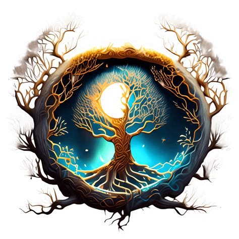 Tree Of Life With Moon And Sun Creative Fabrica