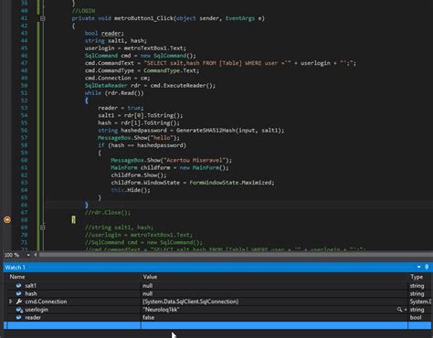 Sqldatareader Rdr Cmdexecutereader Not Working For Some Reason