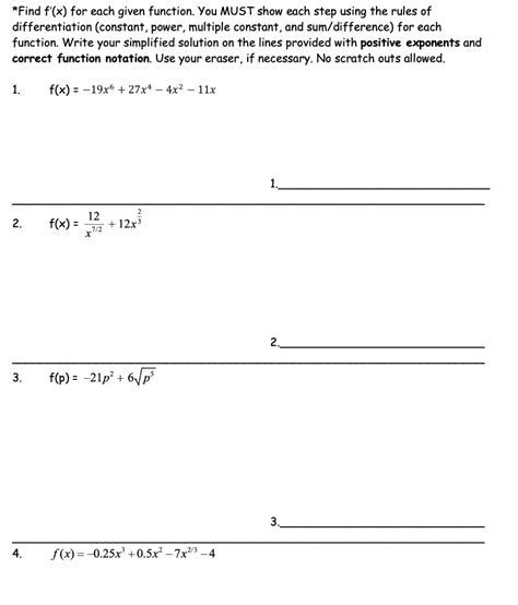 Solved Find F X For Each Given Function You MUST Show Chegg Com