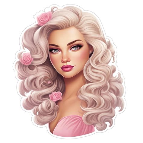 Premium Ai Image Sticker Of Beautiful Barbie On A White Background