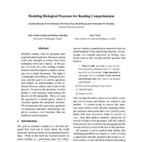 Modeling Biological Processes For Reading Comprehension Acl Anthology