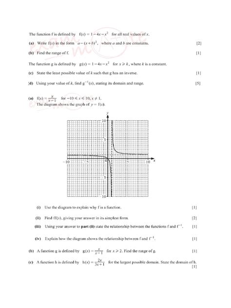 Functions And Quadratics Igcse Add Math Worksheet Pdf