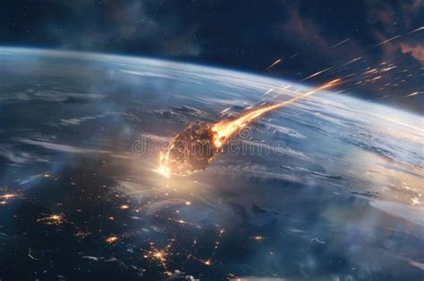 Meteorite Entering Earth S Atmosphere Space Disaster Concept Stock Illustration Illustration