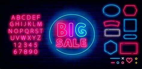 빅 세일 네온 라벨 기하학적 프레임 컬렉션입니다 특별 행사 엠블럼 라이트 핑크 알파벳 벡터 스톡 일러스트레이션 Final Round에 대한 스톡 벡터 아트 및 기타 이미지
