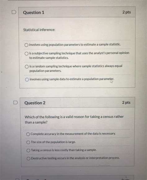Solved Question Pts Statistical Inference Involves Chegg