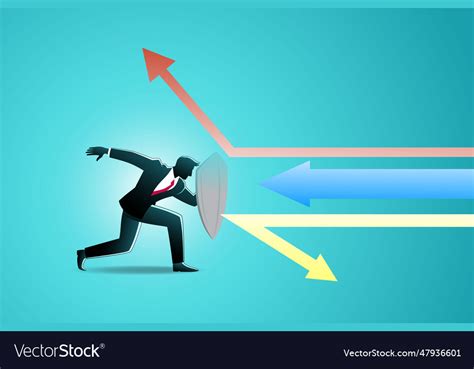 Business Concept A Businessman Use Shield Parry Vector Image