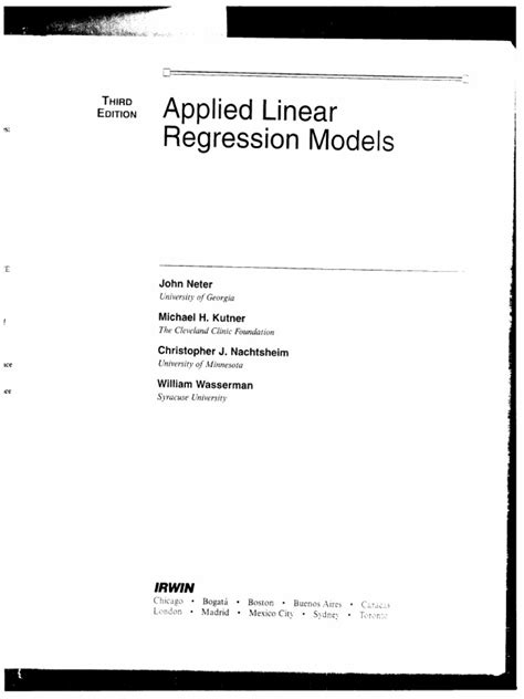 Applied Linear Regression Models Explained Pdf Matrix Mathematics Algebra