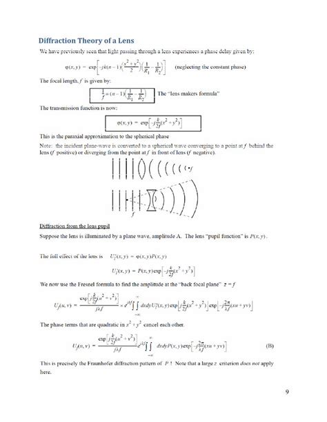 Pdf Scalar Diffraction Theory And Basic Fourier Optics … Diffraction