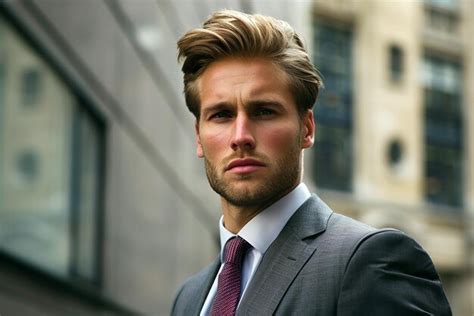 A Man In A Suit And Tie Is Standing In Front Of A Building Premium Ai Generated Image