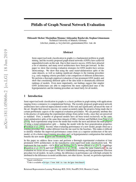 1297 2018 Pitfalls Of Graph Neural Network Evaluation Pdf Computational Neuroscience