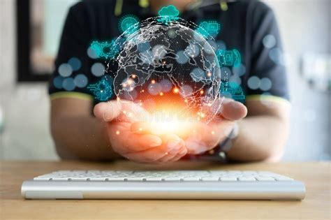 Businessman Hand With The Virtual World And Ai Neural Network System Icon Of Ai Technology