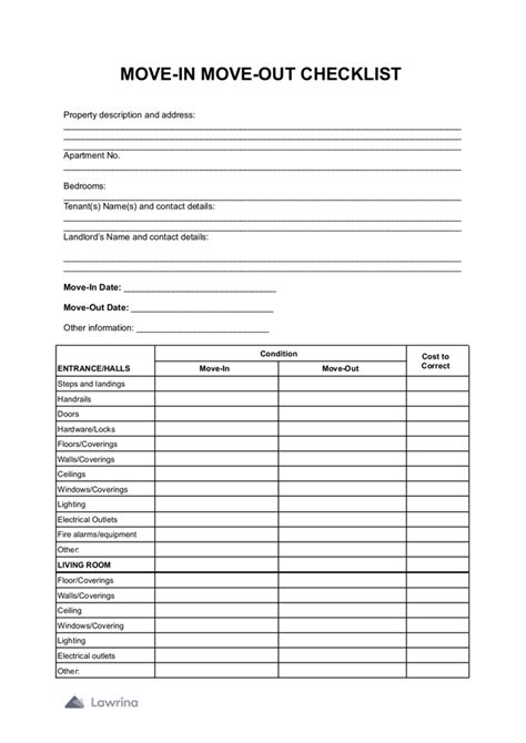 Move Inmove Out Checklist Template Pdf Lawrina