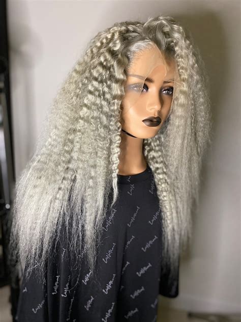 Platinum Blonde Human Hair Wig Custom Made Kinky Straight Hair Etsy