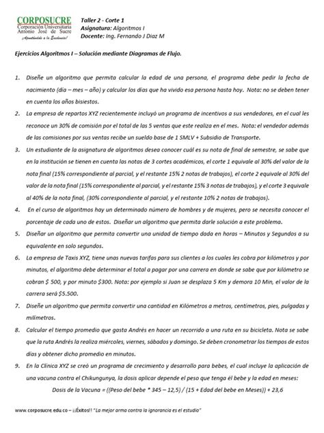 Taller 2 Algortimos Secuenciales Pdf Algoritmos Negocios General