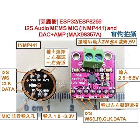 芸庭樹 Inmp441 I2s Mems Mic 麥克風 Max98357 A 3w 喇叭放大器模組 Esp32 蝦皮購物