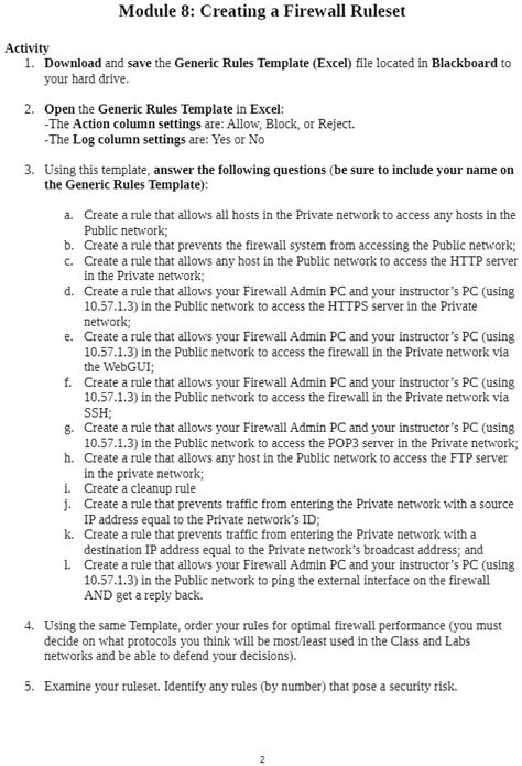 GET ANSWER Module 8 Creating A Firewall Ruleset Activity Download And Save The Generic Rules