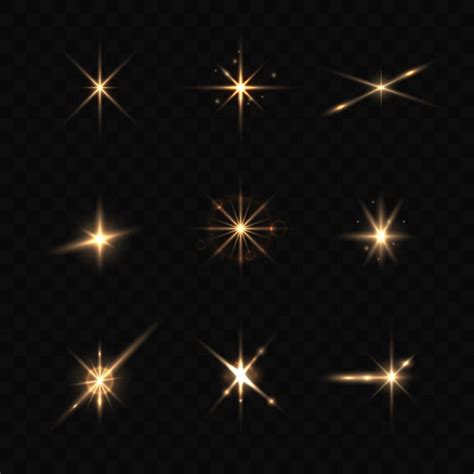 현실적인 반짝이는 별 컬렉션 무료 벡터