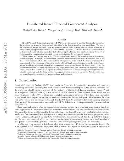 pdf distributed kernel principal component analysis