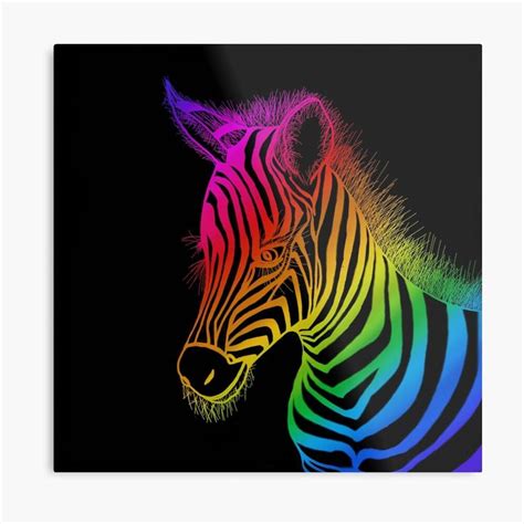 Rainbow Zebra Metal Print By Lylaudesign