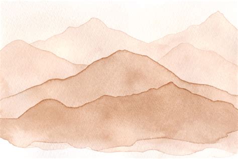 언덕과 산의 탁 트인 전망이 있는 풍경 수채화 손으로 그린 그림 그림 그리기에 대한 스톡 벡터 아트 및 기타 이미지 그림 그리기 갈색 지평선 Istock