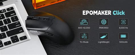 Epomaker Click Gaming Mouse Wireless 2 4ghz Bt Type C 800