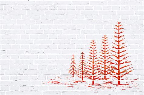 현대 흰색 색상 벽돌 패턴 벽 텍스처 그런지 배경 크리스마스 벡터 일러스트 와 붉은 색 창조적 인 크리스마스 테마 숲 낙서 벽에