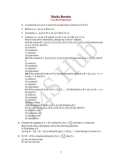 relation and function marks booster pdf mathematical concepts functions and mappings