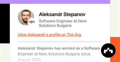 Aleksandr Stepanov Software Engineer At Next Solutions Bulgaria The Org