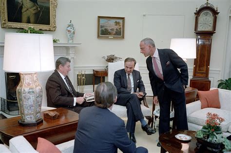 File President Reagan Meets With Rupert Murdoch And Roy Cohn At The