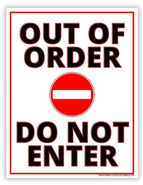Out Of Order Sign Printable Free Pdf Downloads Simply Love Coloring