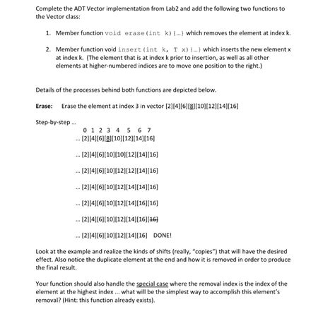 complete the adt vector implementation from lab2 and