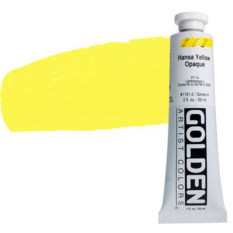 Golden Heavy Body Acrylics Hansa Yellow Opaque 2oz Tube Jerrys