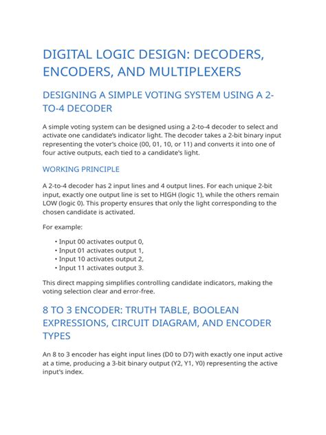 Digital Logic Design Decoders Encoders And Multiplexers Pdf