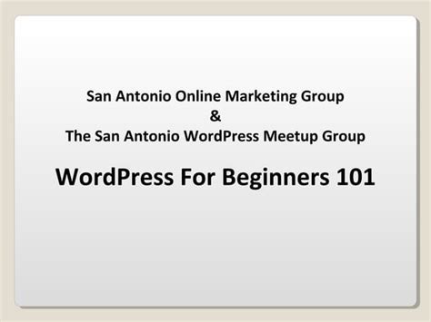Wordpress 101 Ppt