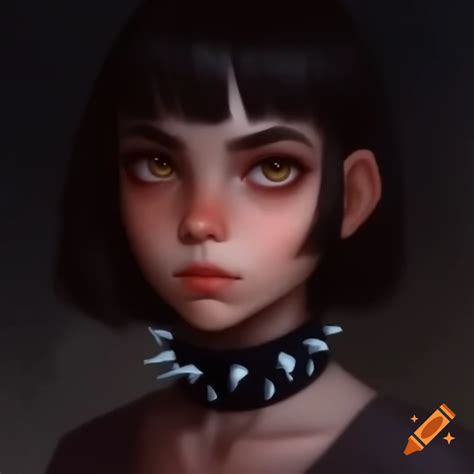 Image Of A Cute Goth Girl With Short Black Hair Created On Craiyon