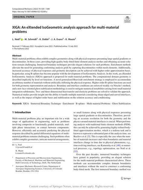 Pdf Xiga An Extended Isogeometric Analysis Approach For Multi Material Problems