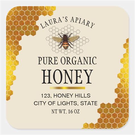 Honey Bee Honeycomb Organic Product Label Jar Zazzle Honey Label