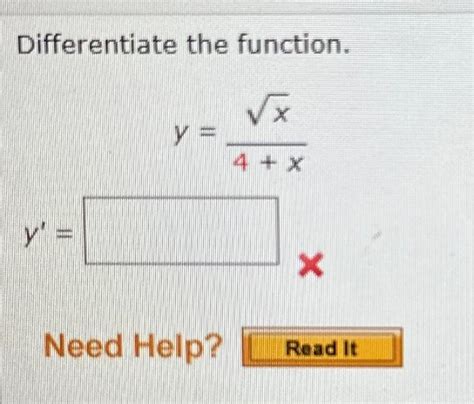 Solved Differentiate The Function Y4xx