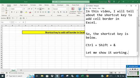 Shortcut Key To Add Cell Border In Excel Youtube