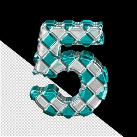 Símbolo Turquesa Com Losangos De Prata Número 5 Psd Premium
