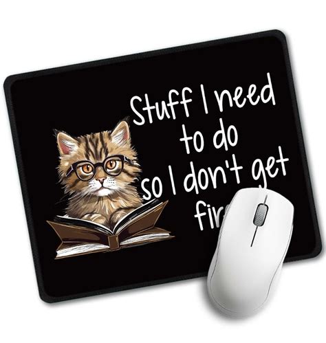 해고되지 않도록 해야 할 일 Juoqg 직사각형 마우스 패드 고양이 애호가를 위한 재미있는 고양이 마우스 티몬