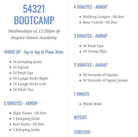 Bootcamp Workout Plan 54321 Bootcamp