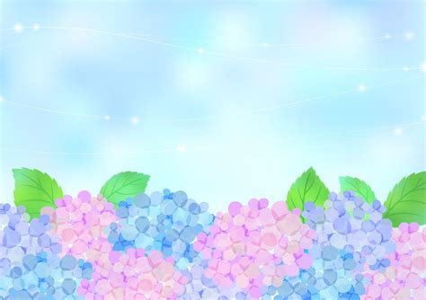 無料イラスト あじさいの花の梅雨イメージ